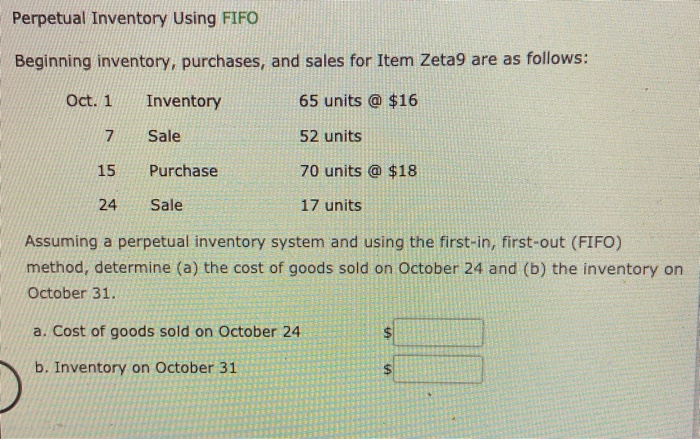 Solved Perpetual Inventory Using FIFO Beginning inventory, | Chegg.com