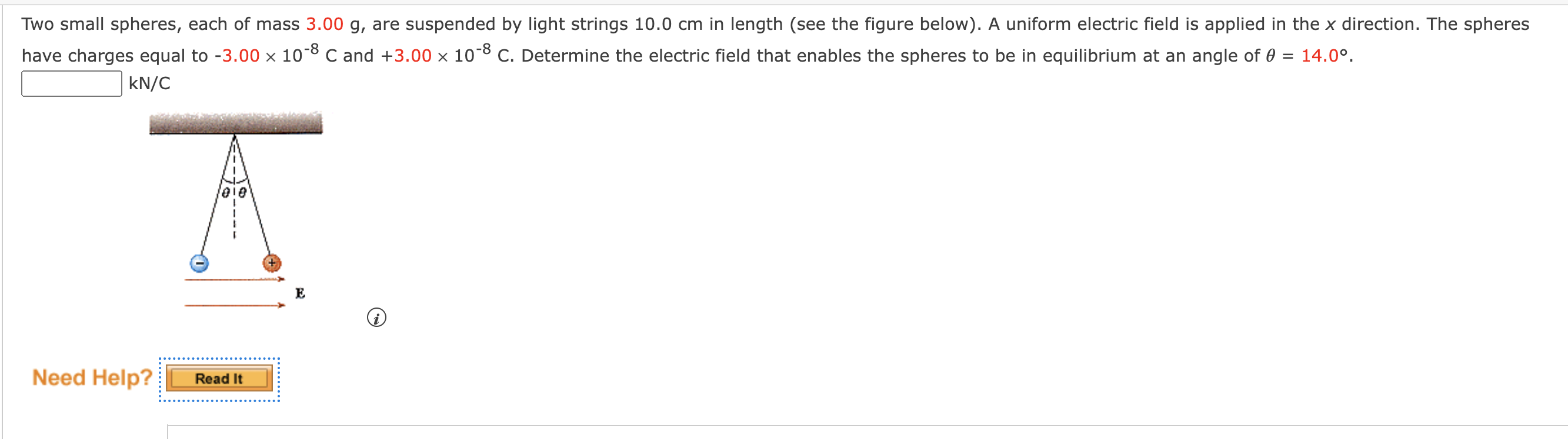 Solved Two small spheres, each of mass 3.00g, ﻿are suspended | Chegg.com