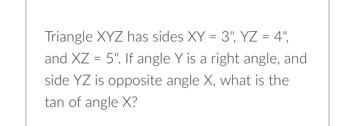 Solved Triangle xYZ ﻿has sides xY=3'',YZ=4 ", ﻿and xZ=5 ". | Chegg.com