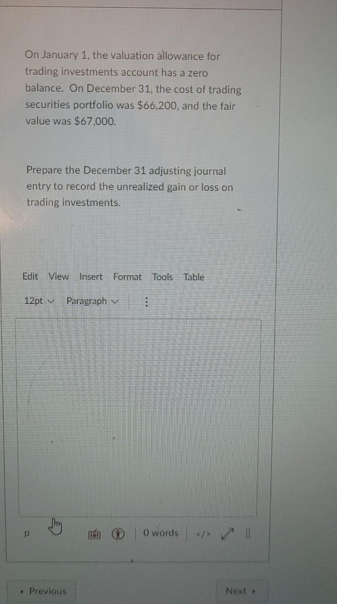 Solved On January 1, the valuation allowance for trading | Chegg.com
