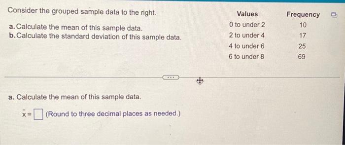 Solved Consider the grouped sample data to the right. a. | Chegg.com Solved Consider the grouped sample data to the right. a. | Chegg.com