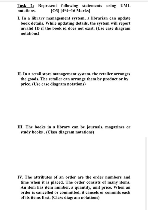 Solved Task 2: Represent following statements using UML | Chegg.com