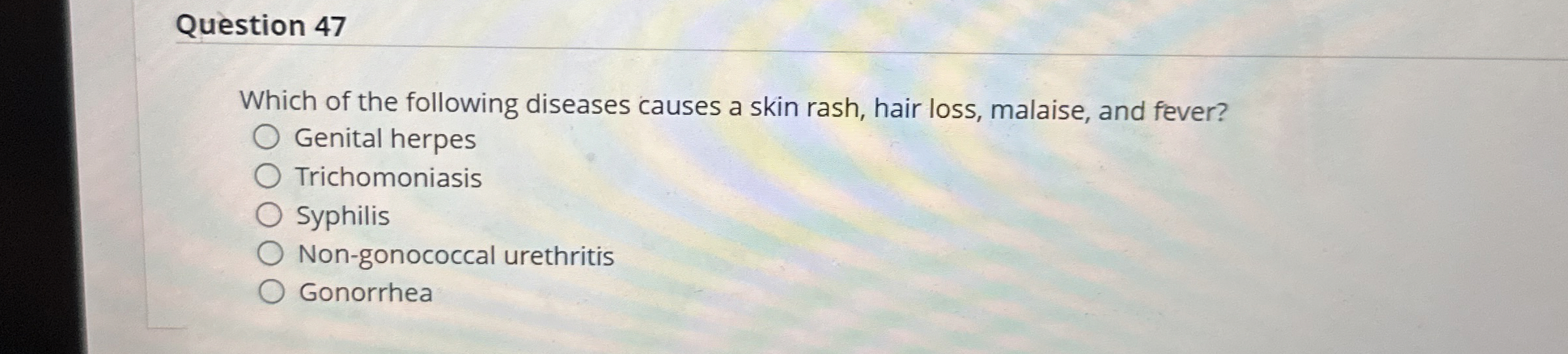 Solved Question 47Which of the following diseases causes a | Chegg.com
