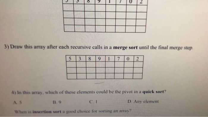 Solved 3) Draw this array after each recursive calls in a | Chegg.com