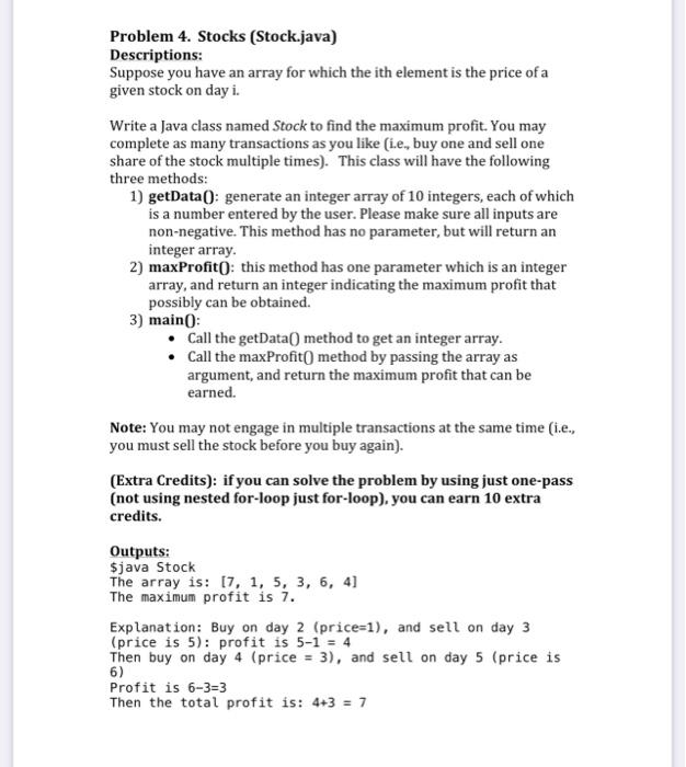 Solved Problem 4. Stocks (Stock.java) Descriptions: Suppose | Chegg.com