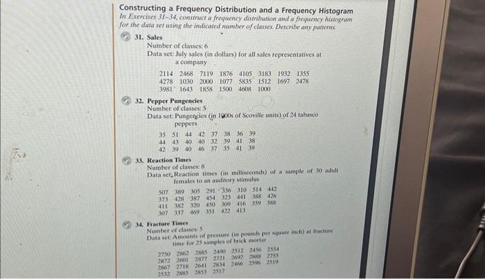 Solved Constructing a Frequency Distribution and a Frequency | Chegg.com