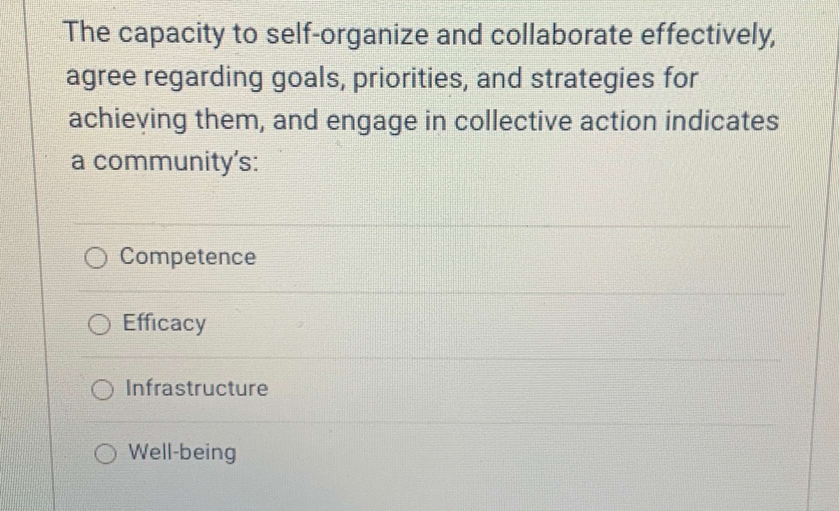 Solved The capacity to self-organize and collaborate | Chegg.com