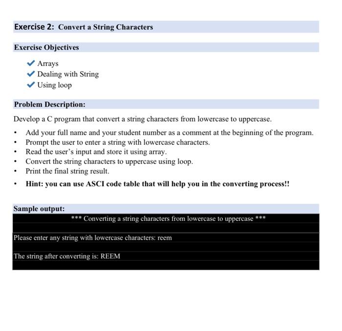 Solved Exercise Objectives Using while loop Using | Chegg.com
