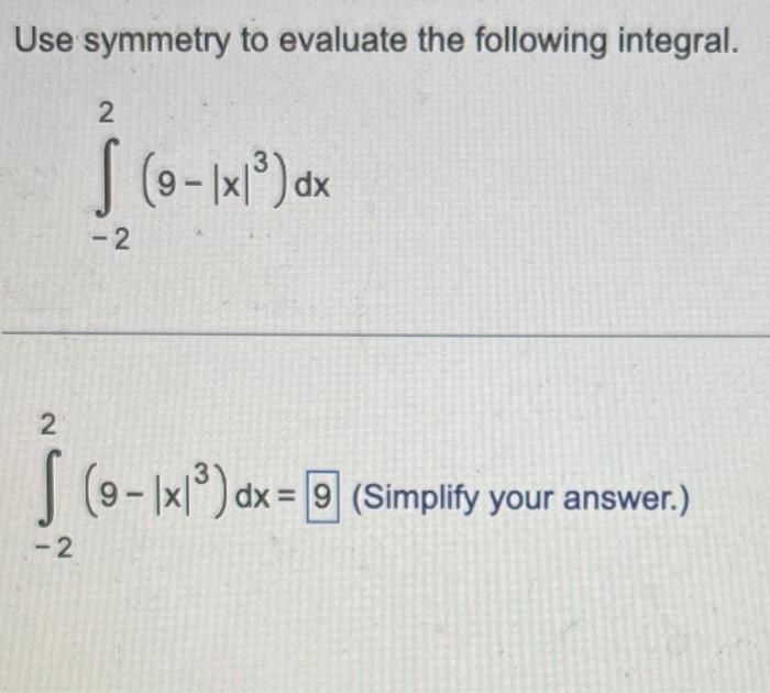 Solved Use symmetry to evaluate the following integral. | Chegg.com