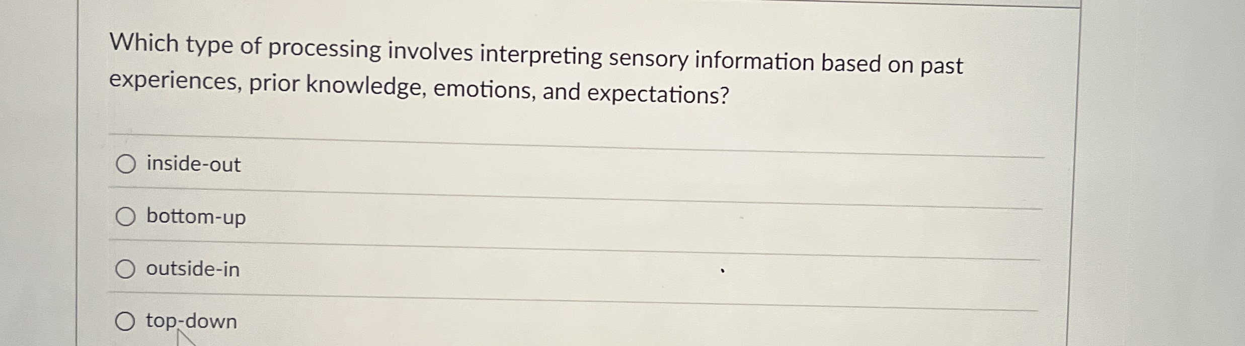 Solved Which type of processing involves interpreting | Chegg.com