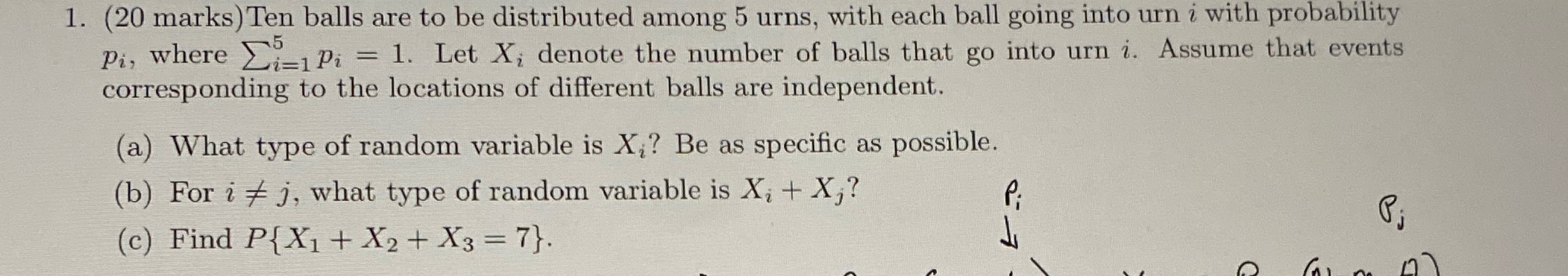 Solved (20 ﻿marks)Ten balls are to be distributed among 5 | Chegg.com