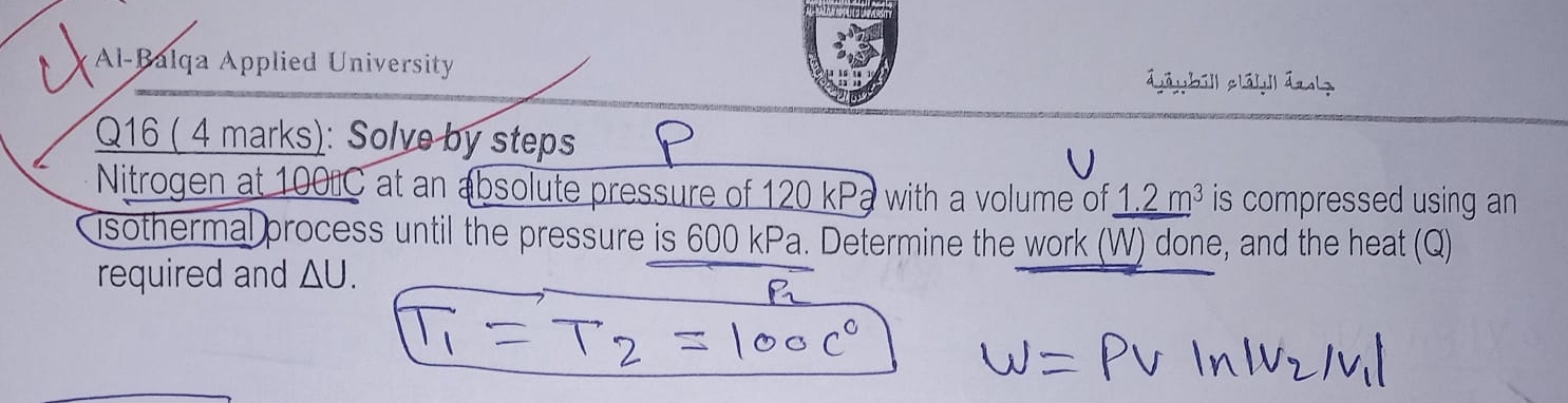Solved Q16 ( 4 ﻿marks): Solvo by steps PNitrogen at 1000C | Chegg.com