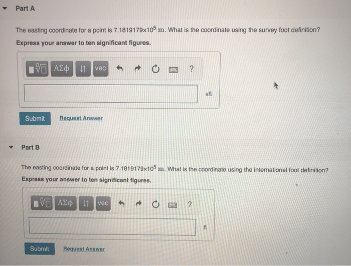 Solved Part A The easting coordinate for a point is | Chegg.com