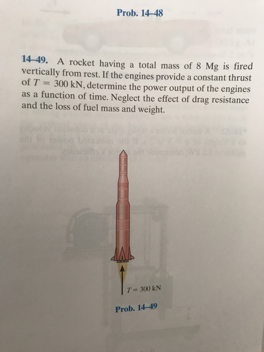 Solved Prob. 1448 14–49. A rocket having a total mass of 8 | Chegg.com