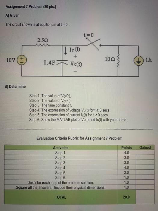 Solved The circuit shown is at equilibrium at t=0 : B) | Chegg.com