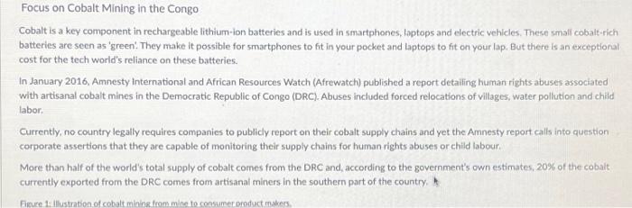 Solved Focus on Cobalt Mining in the Congo Cobalt is a key | Chegg.com