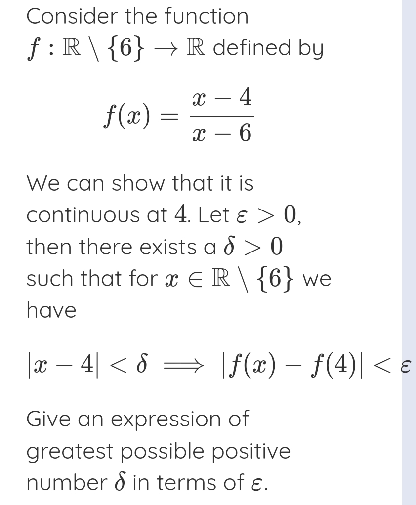 Solved Consider the function f:R??{6}→R ﻿defined | Chegg.com