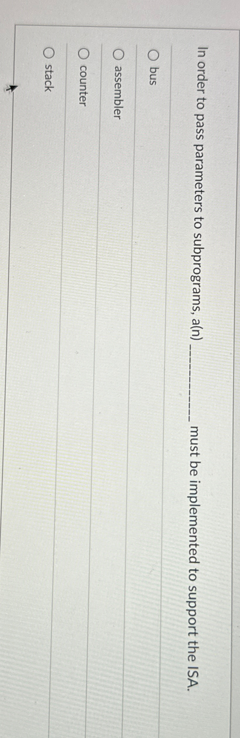 Solved In order to pass parameters to subprograms, a(n) | Chegg.com