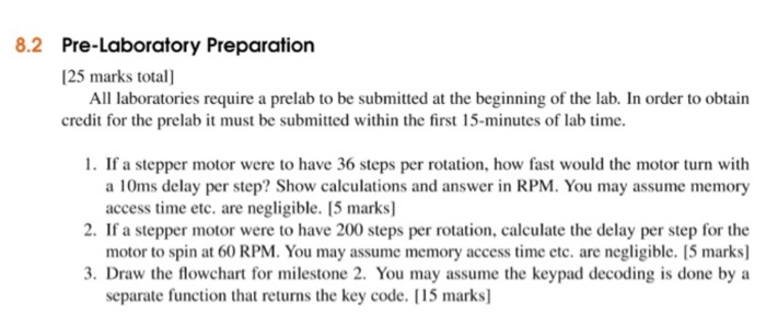 8.2 Pre-Laboratory Preparation [25 marks total] All | Chegg.com