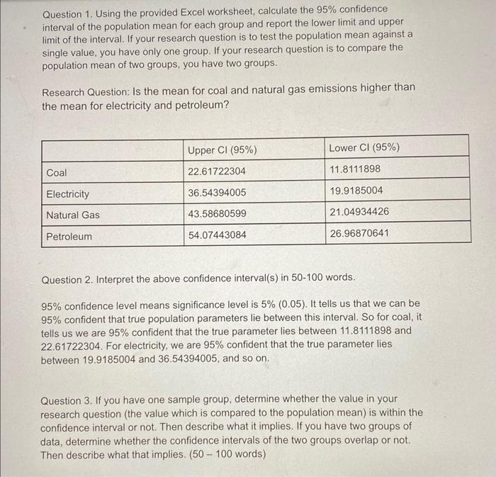 Solved Question 1. Using the provided Excel worksheet, | Chegg.com