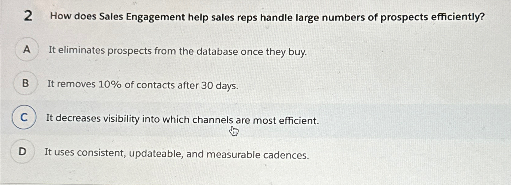 Solved 2 ﻿How does Sales Engagement help sales reps handle | Chegg.com