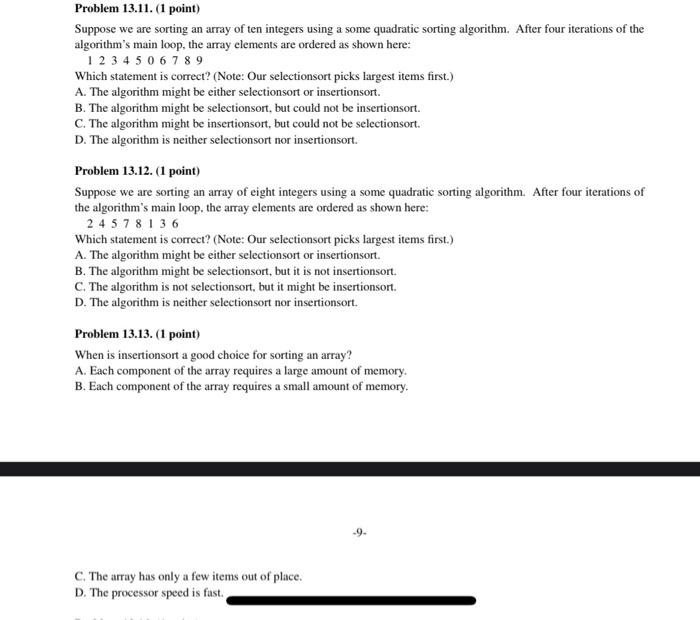 Solved Problem 13.11. (1 point) Suppose we are sorting an | Chegg.com