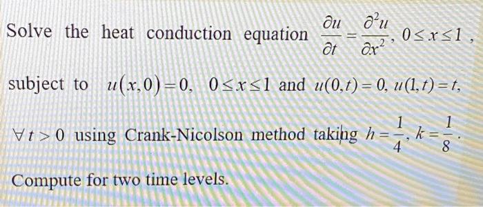 Solved Solve the heat conduction equation ди о?и at ox² ? 0 | Chegg.com