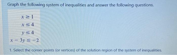 Solved Graph the following system of inequalities and answer | Chegg.com