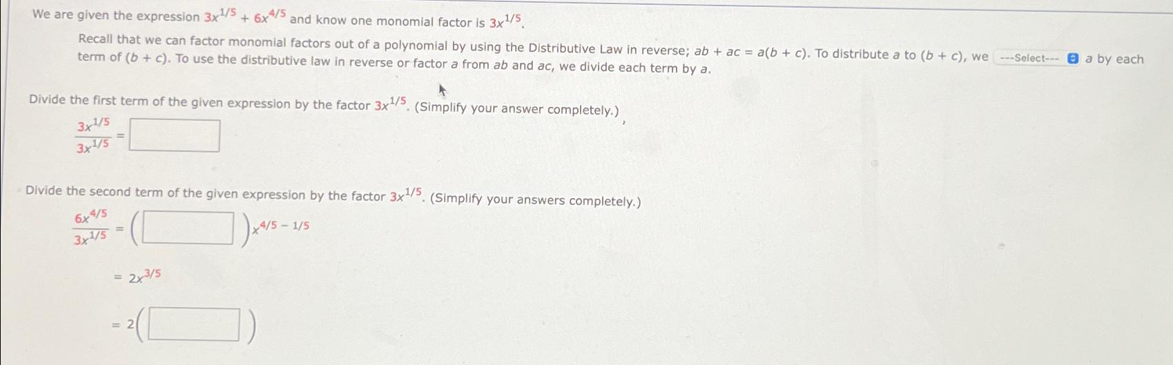 Solved We are given the expression 3x15+6x45 ﻿and know one | Chegg.com