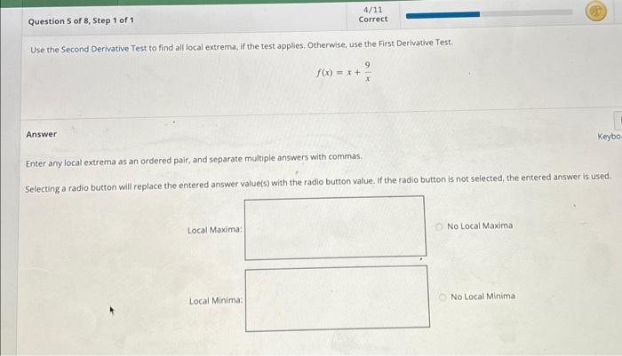 Solved Question 5 of 8, Step 1 of 1 Correct Use the Second | Chegg.com