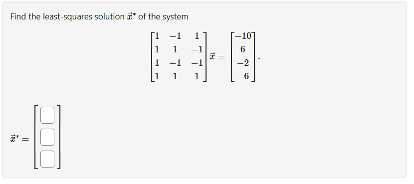 Solved Find the least-squares solution vec(x)* of ﻿the | Chegg.com