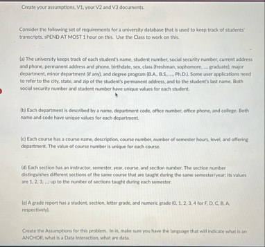 Solved Create your assumptions, V1, ﻿your V2 ﻿and V3 | Chegg.com