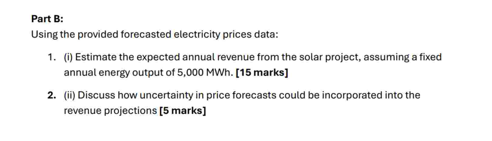 Solved Part B: Using the provided forecasted electricity | Chegg.com