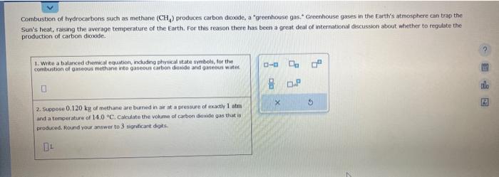 Solved Combustion of hydrocarbons such as methane ( CH4) | Chegg.com