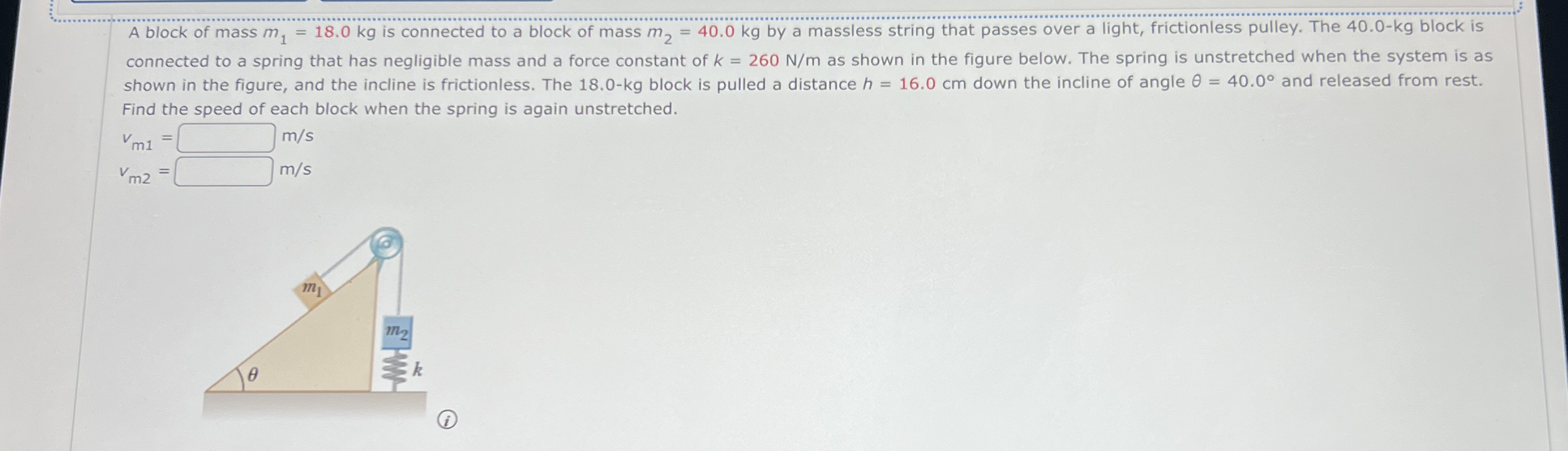 Solved A block of mass m1=18.0kg ﻿is connected to a block of | Chegg.com