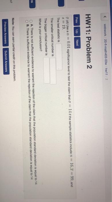 Solved webwork 20-4-math403-03w hw11 2 HW11: Problem 2 Prev | Chegg.com