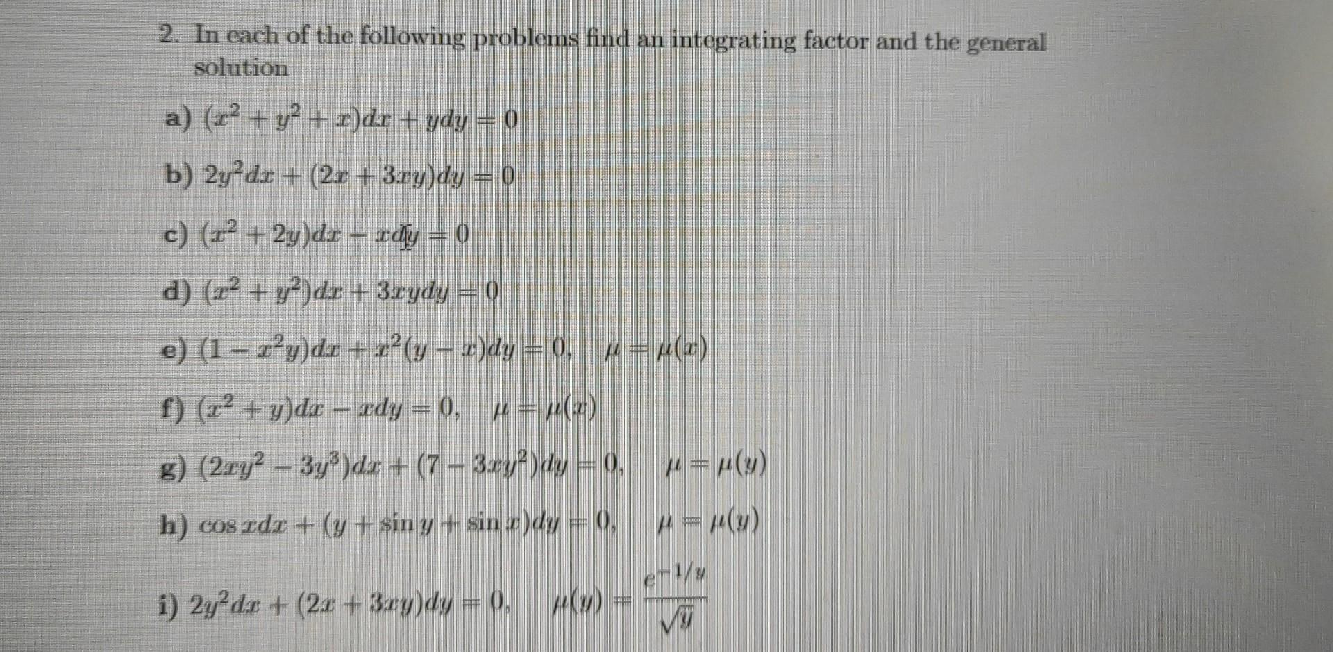 Solved 2. In each of the following problems find an | Chegg.com