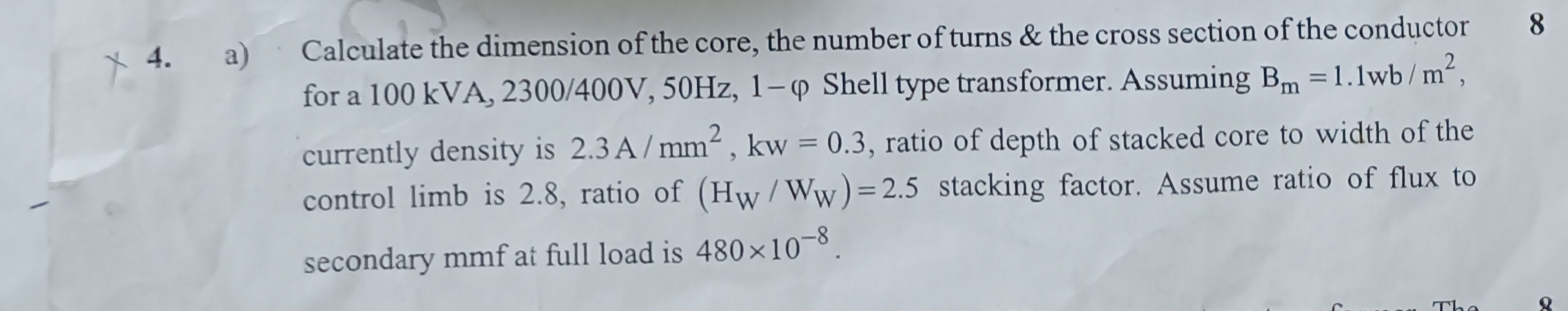 Solved b) ﻿Calculate the core and window area of a | Chegg.com