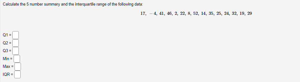 Solved Calculate the 5 ﻿number summary and the interquartile | Chegg.com