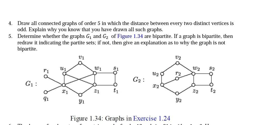 Solved 4. Draw all connected graphs of order 5 in which the | Chegg.com