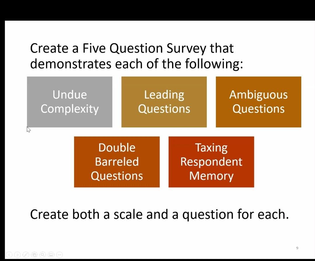 Solved Create a Five Question Survey that demonstrates each | Chegg.com