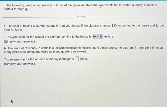 Solved In the following, write an expression in terms of the | Chegg.com