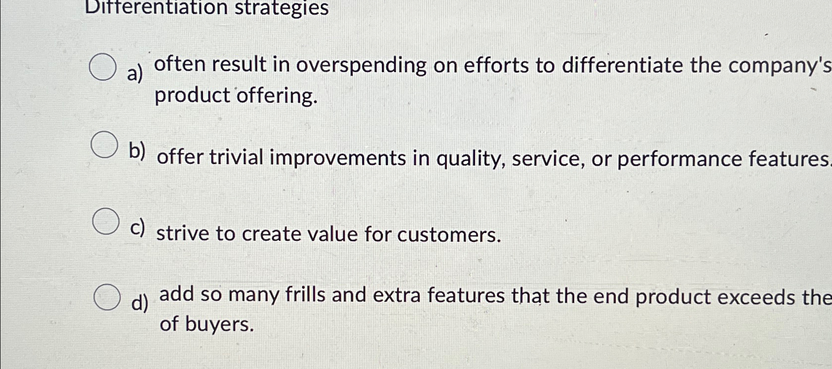 Solved Ditterentiation strategiesa) often result in | Chegg.com Solved Ditterentiation strategiesa) often result in | Chegg.com
