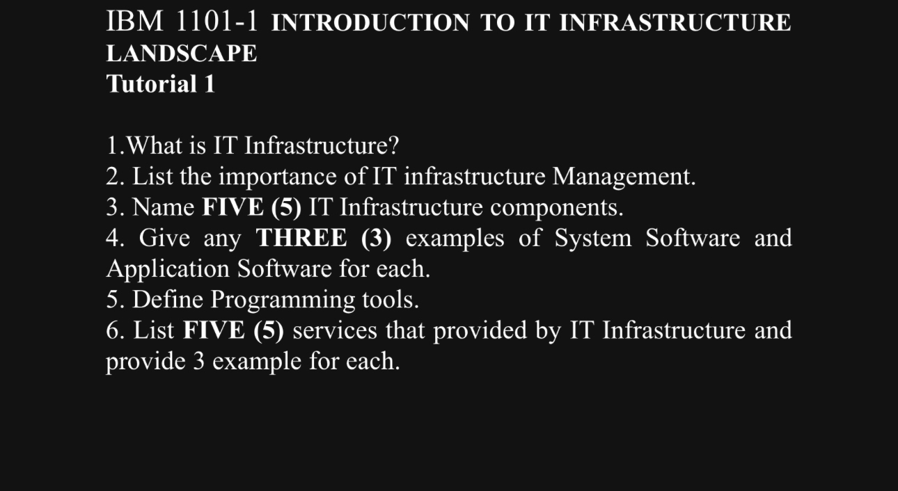 Solved IBM 1101-1 ﻿INTRODUCTION TO IT INFRASTRUCTURE | Chegg.com