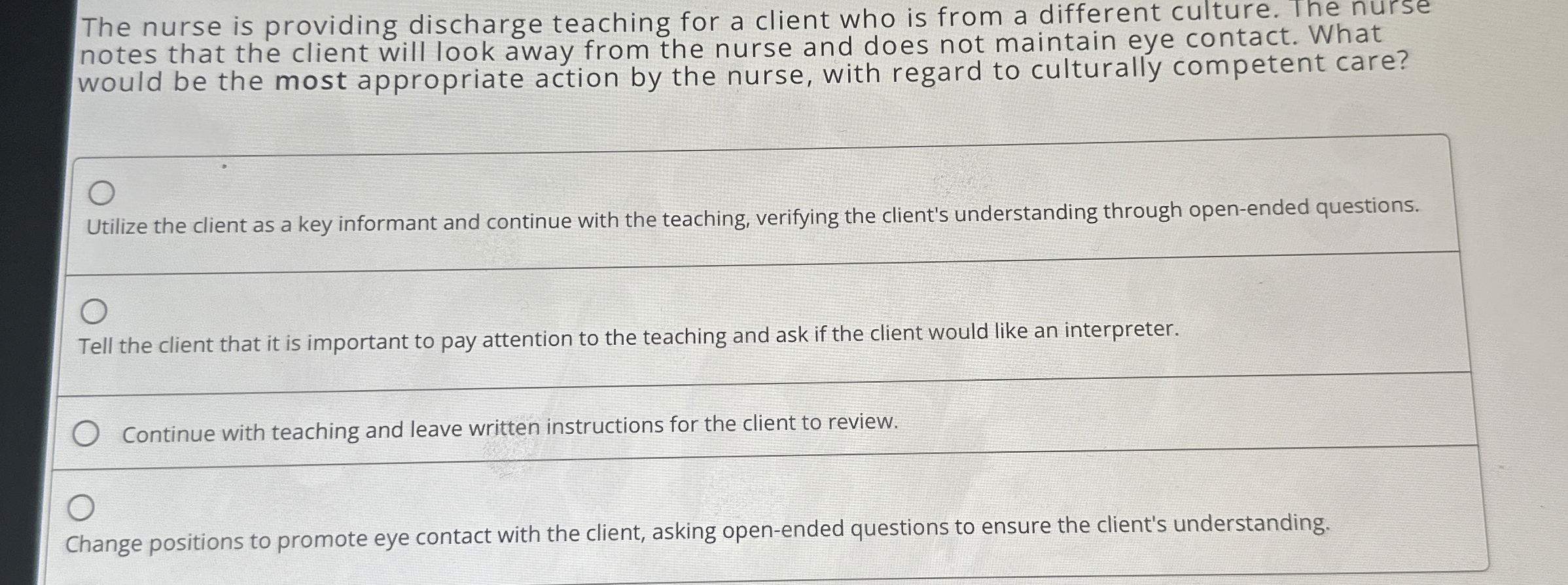 Solved The nurse is providing discharge teaching for a | Chegg.com