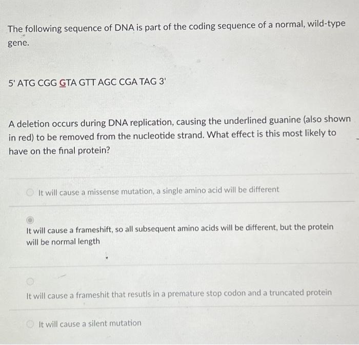 Solved The Following Sequence Of Dna Is Part Of The Coding