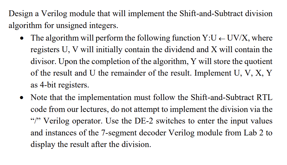 Solved Design a Verilog module that will implement the | Chegg.com