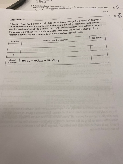 Determining the Enthalpy of a Chemical Reaction | Chegg.com