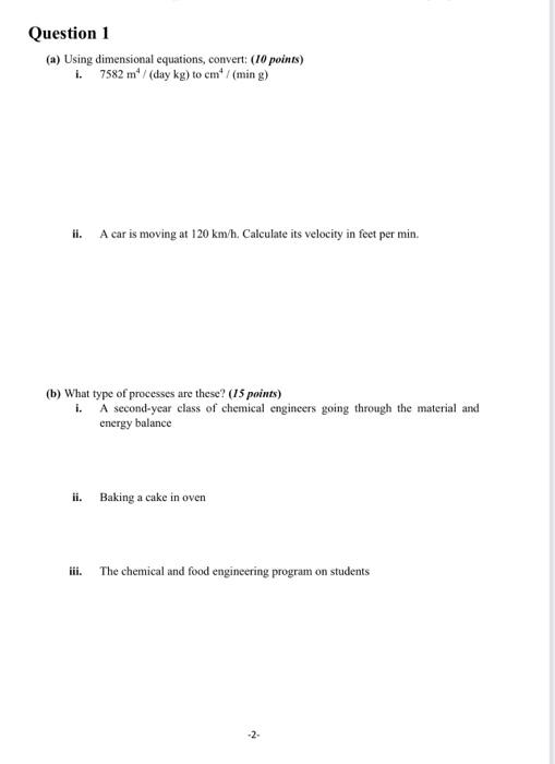 Solved (a) Using dimensional equations, convert: (10 points) | Chegg.com