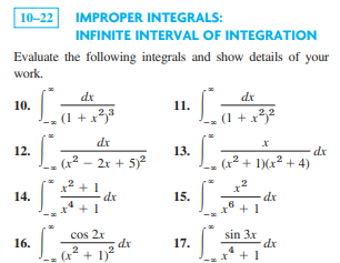 Solved Problem 16 ﻿please IMPROPER INTEGRALS: INFINITE | Chegg.com